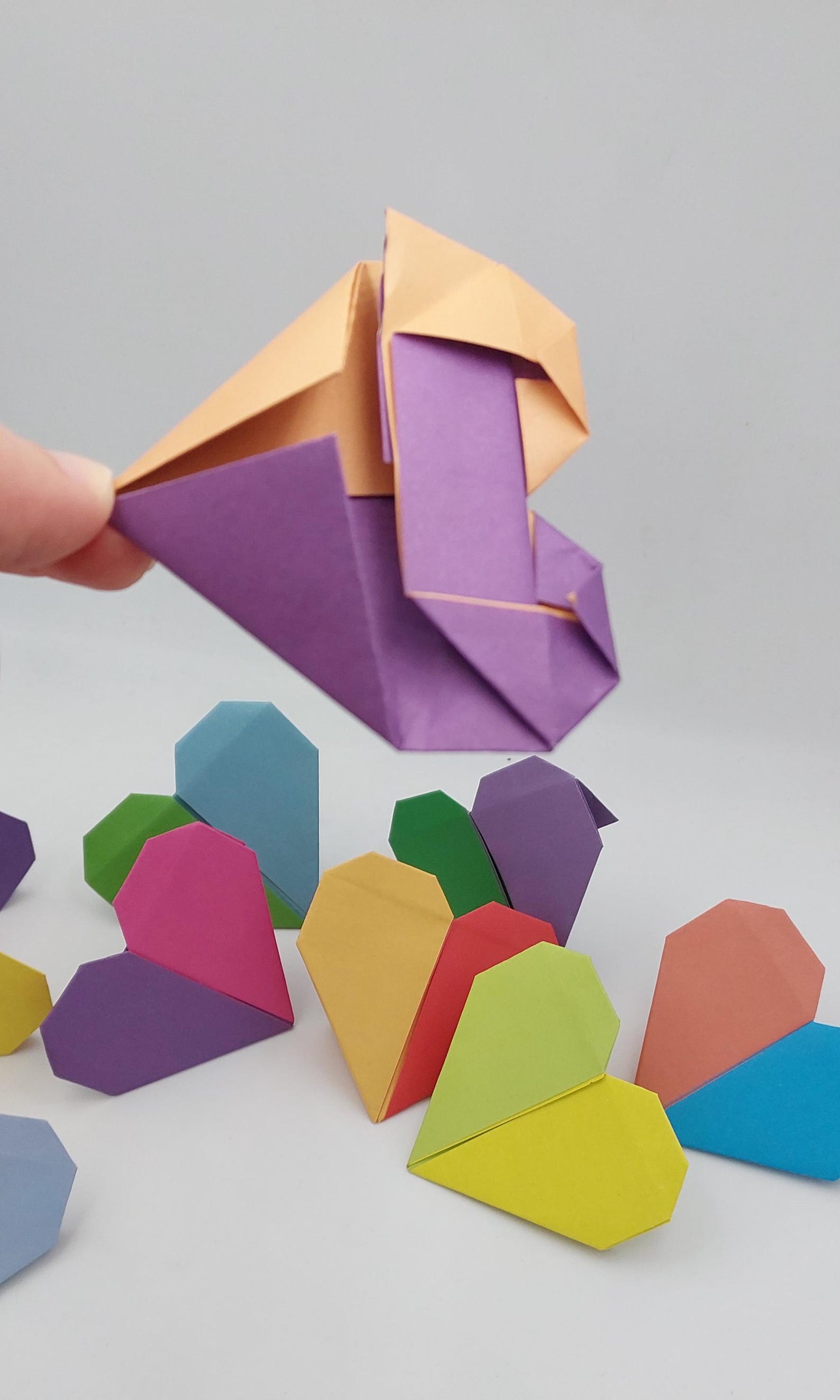 10 Two-tone Hearts / Origami / Decoration / Gift Idea / Placeholder - Etsy