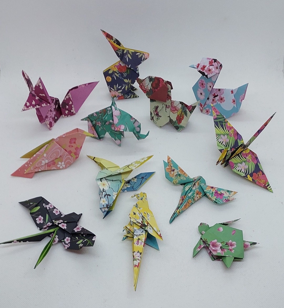 12 Different Animals / Origami / Floral Pattern / Decoration / - Etsy