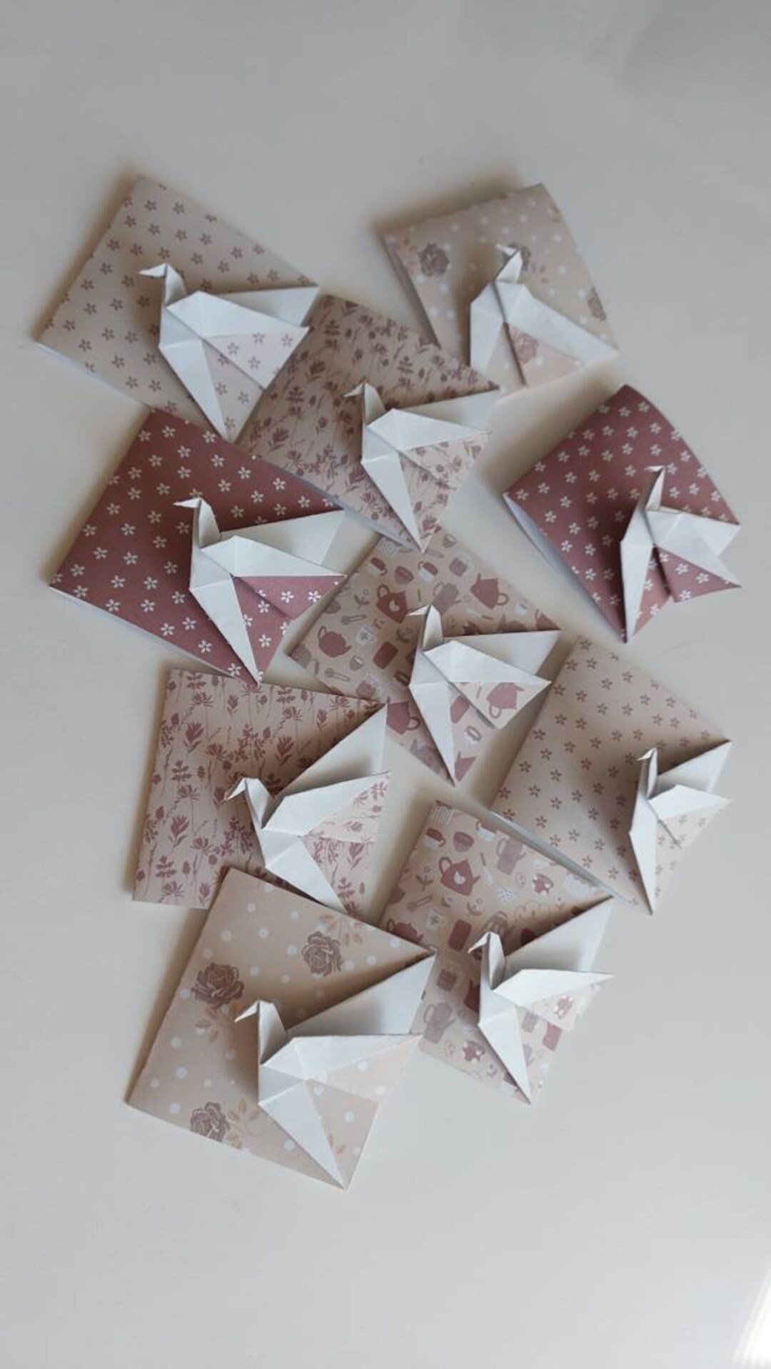 10 Cards With Cranes (5 Cm) / Origami / Romantic Dream Fantasy / Acid ...