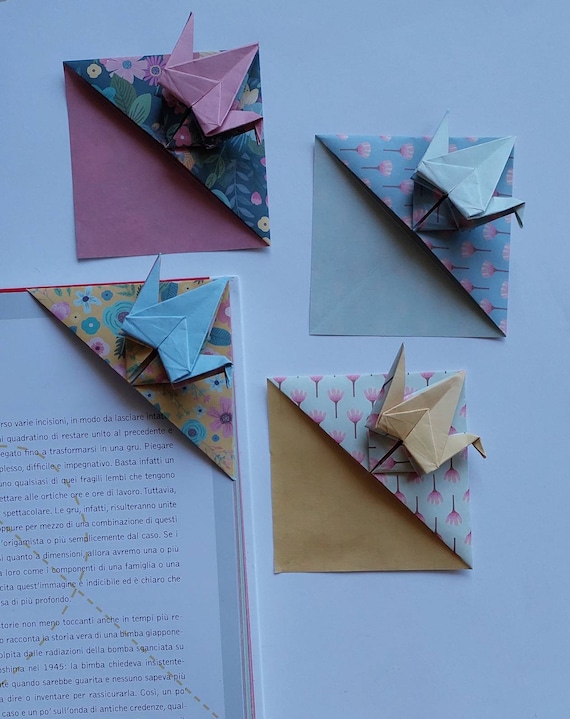 4 Bookmarks With Crane 7.5 Cm/ Origami /kiribati Pattern - Etsy