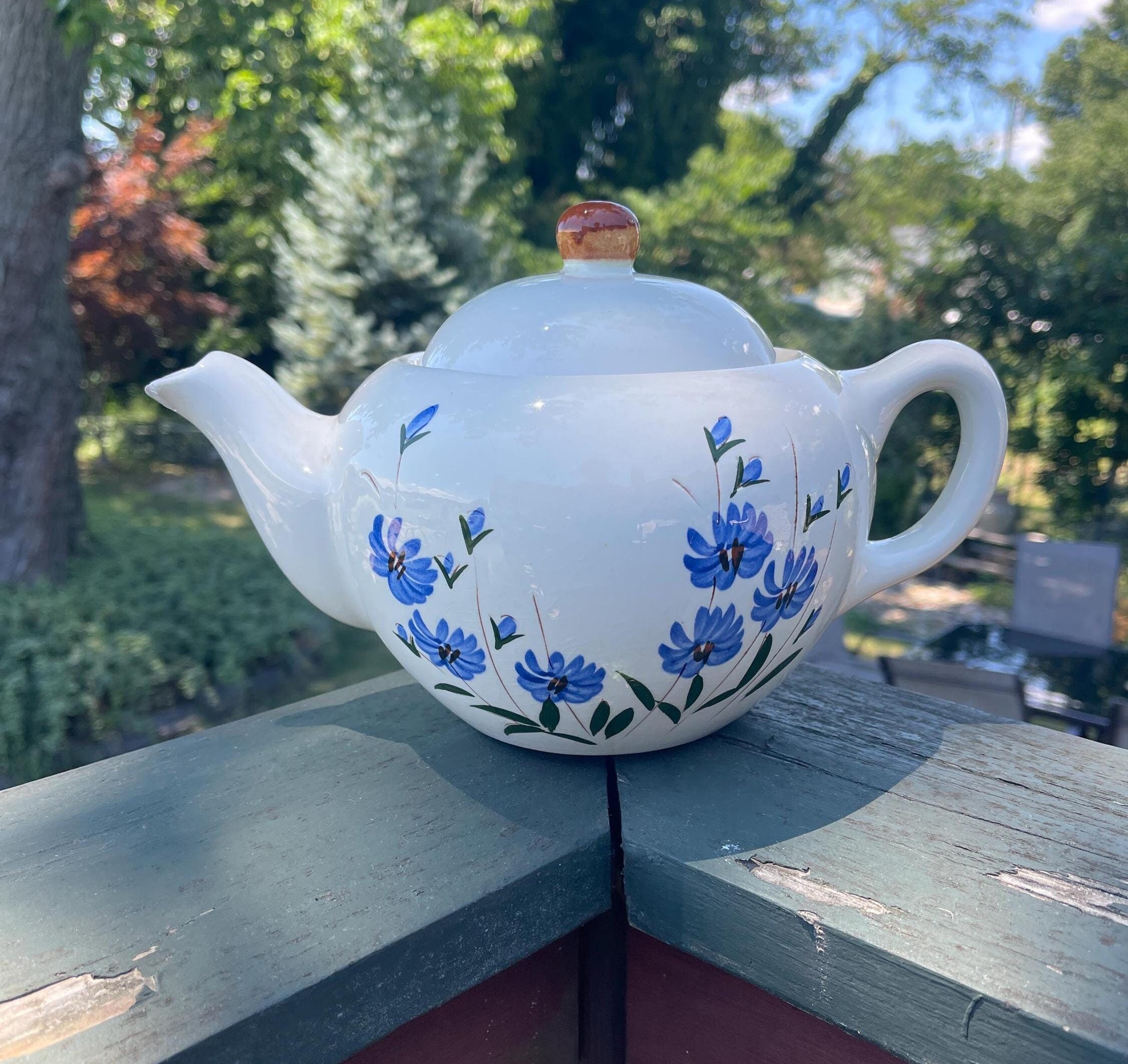 Stangl Chicory Teapot/ Blue Flower Pottery/ Kitchenware - Etsy