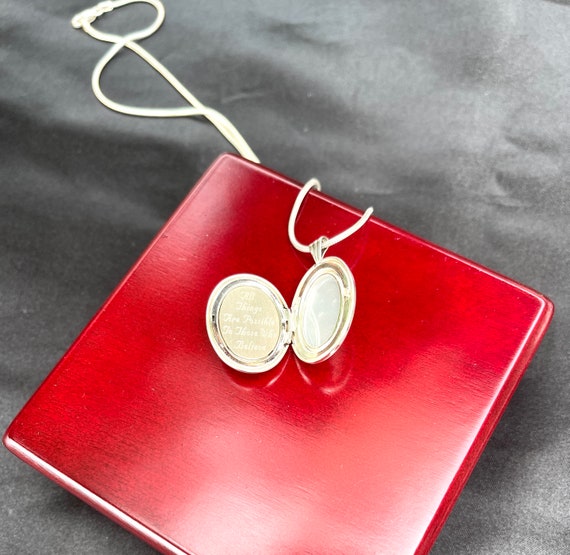 Sterling Oval Locket with 14K Gold Cross Necklace - Gem