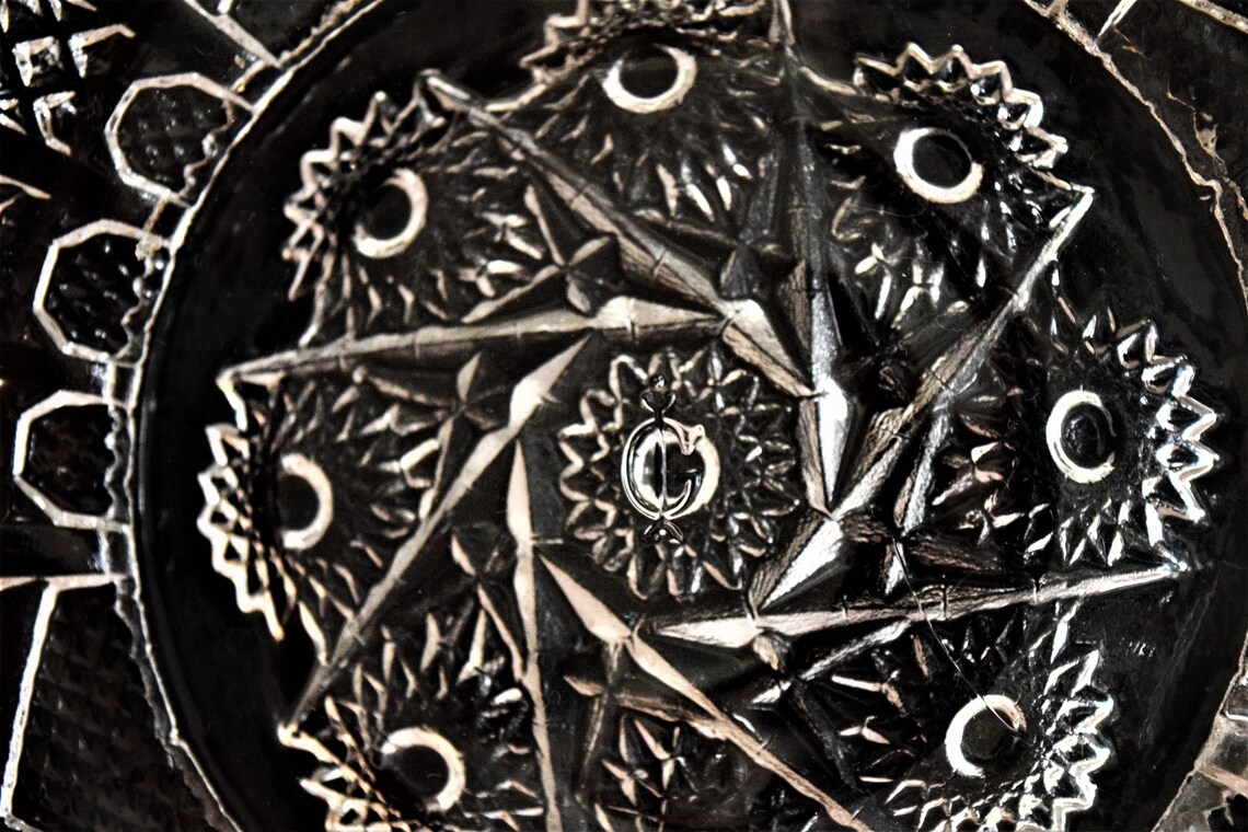 Imperial Crystal Glass Bowl/Embossed Symbol-Sunburst | Etsy