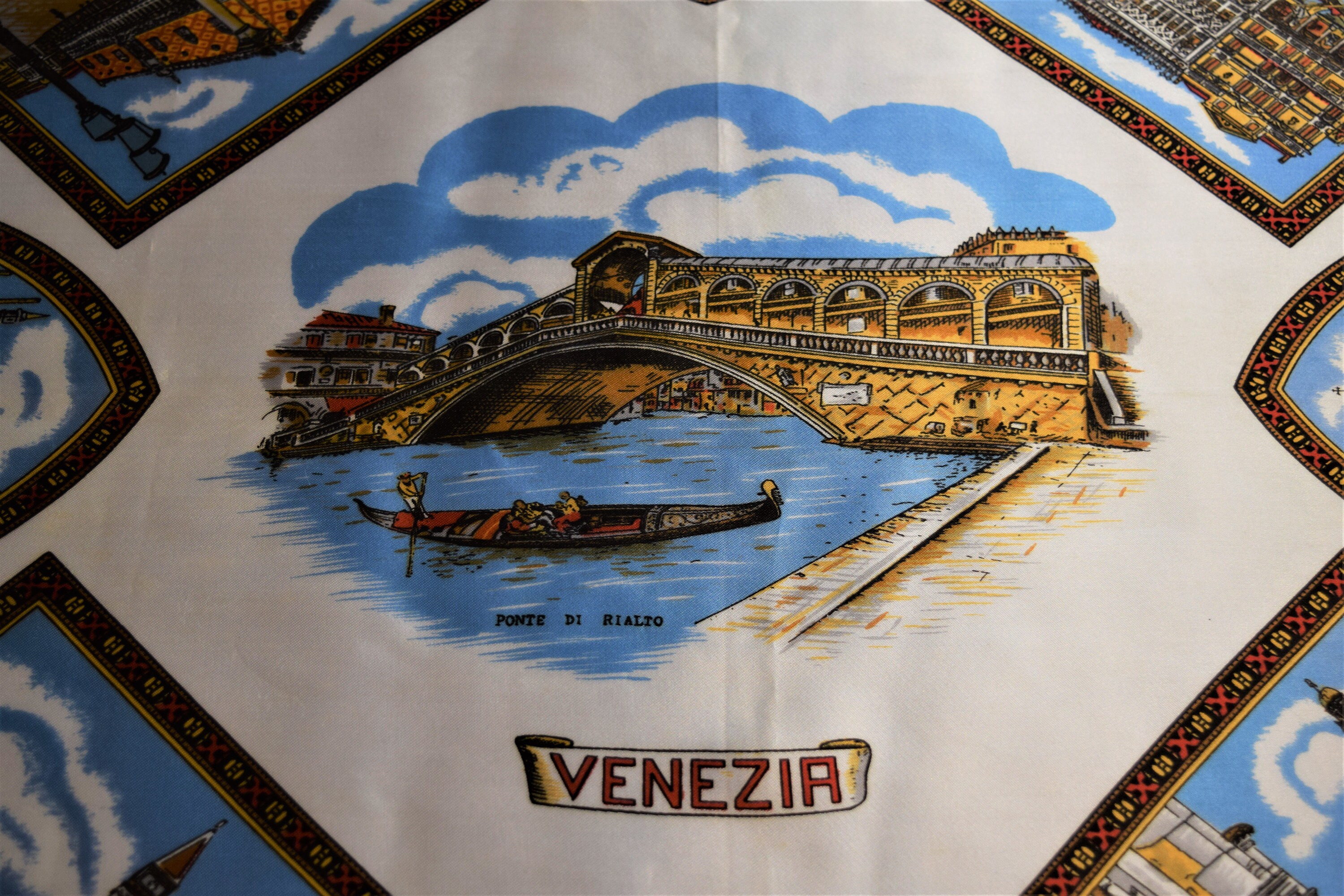 Vintage Venezia Scarf: Italian Landmark Print, Headwrap Neckerchief - Etsy