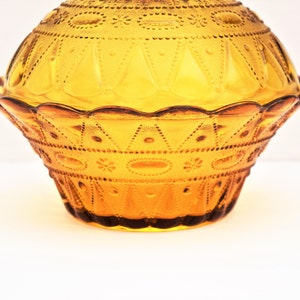 Kemple Wheaton Amber Glass Lacey Covered Dish/ Round Amber Glass Bowl ...