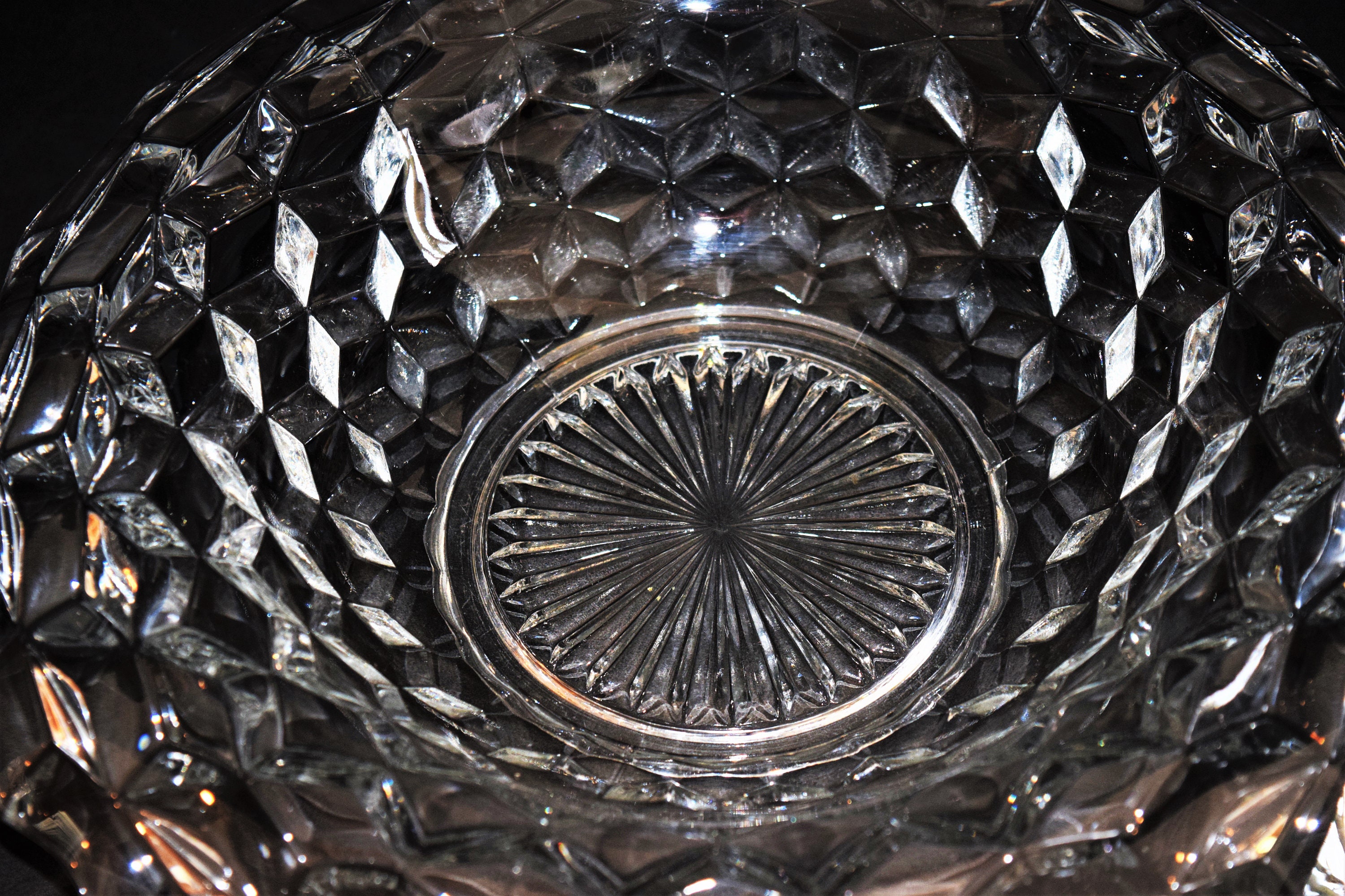 Retro Clear Bowl Inverted Top Starburst Bottom Diamond - Etsy