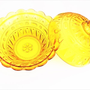 Kemple Wheaton Amber Glass Lacey Covered Dish/ Round Amber Glass Bowl ...