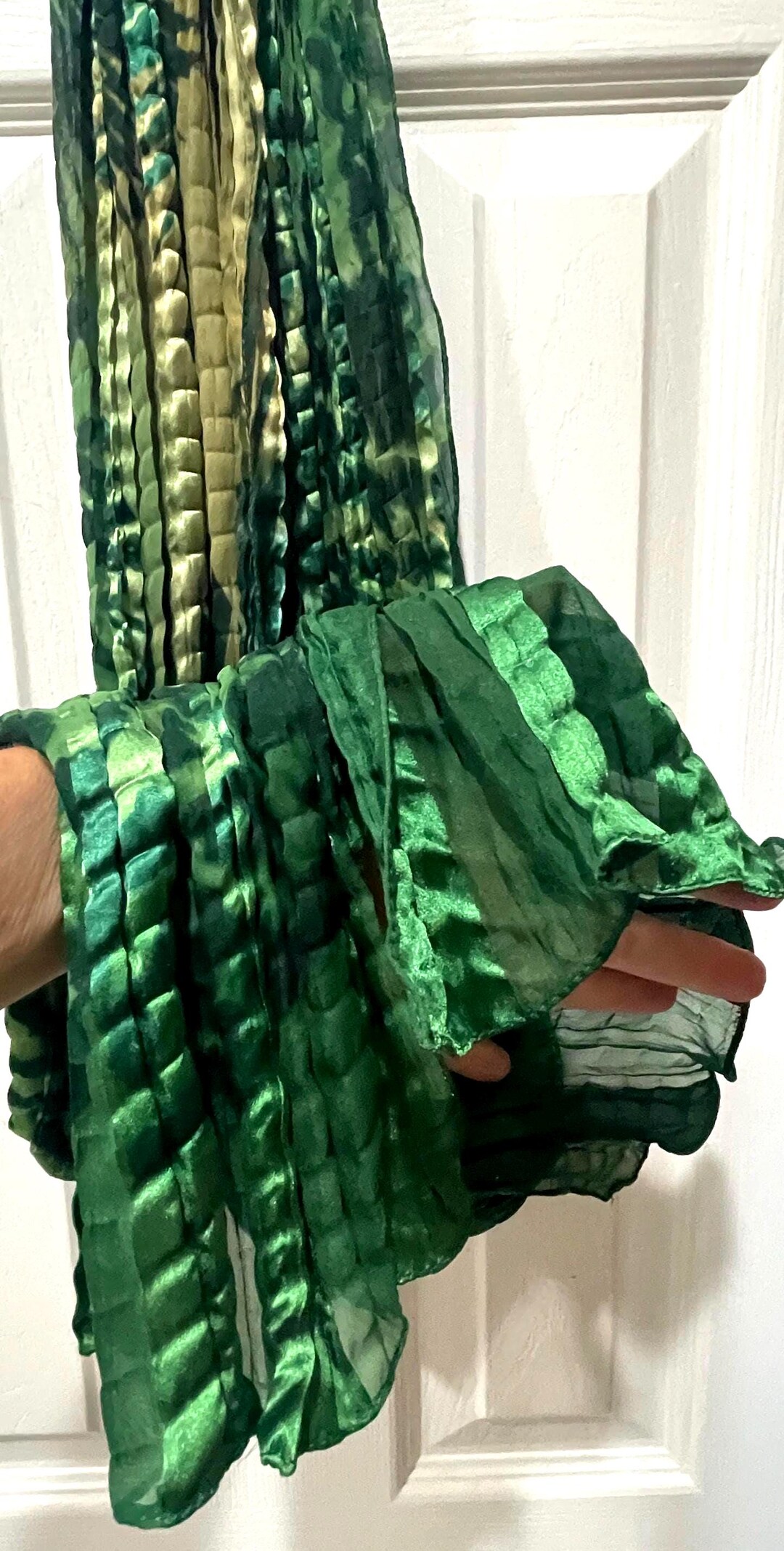 Green Safari Crinkle Scarf: Stretchy Polyester Head Wrap - Etsy