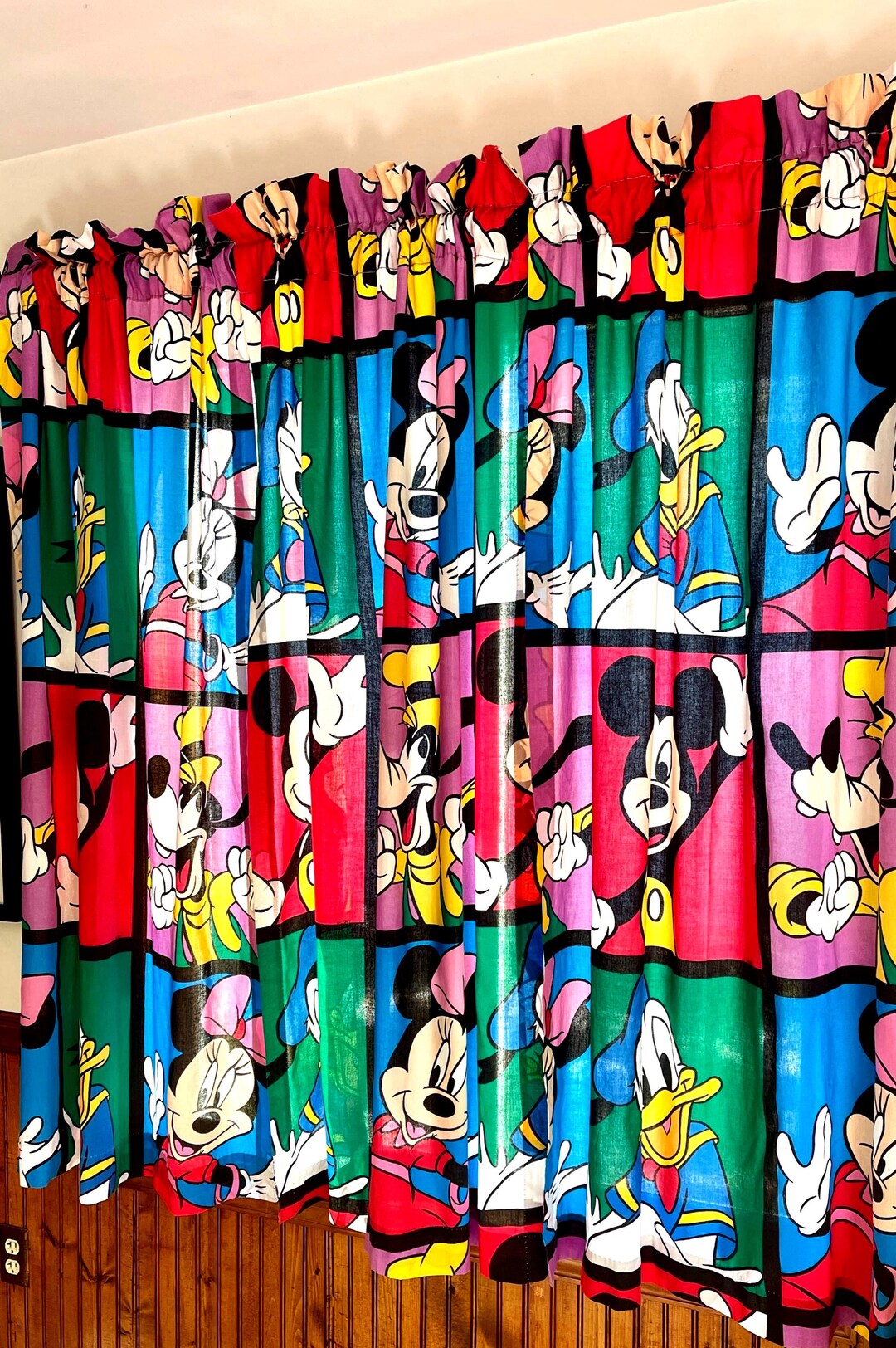 Disney Character 63" Curtains: 3 Panels With Ties, Vintage - Etsy