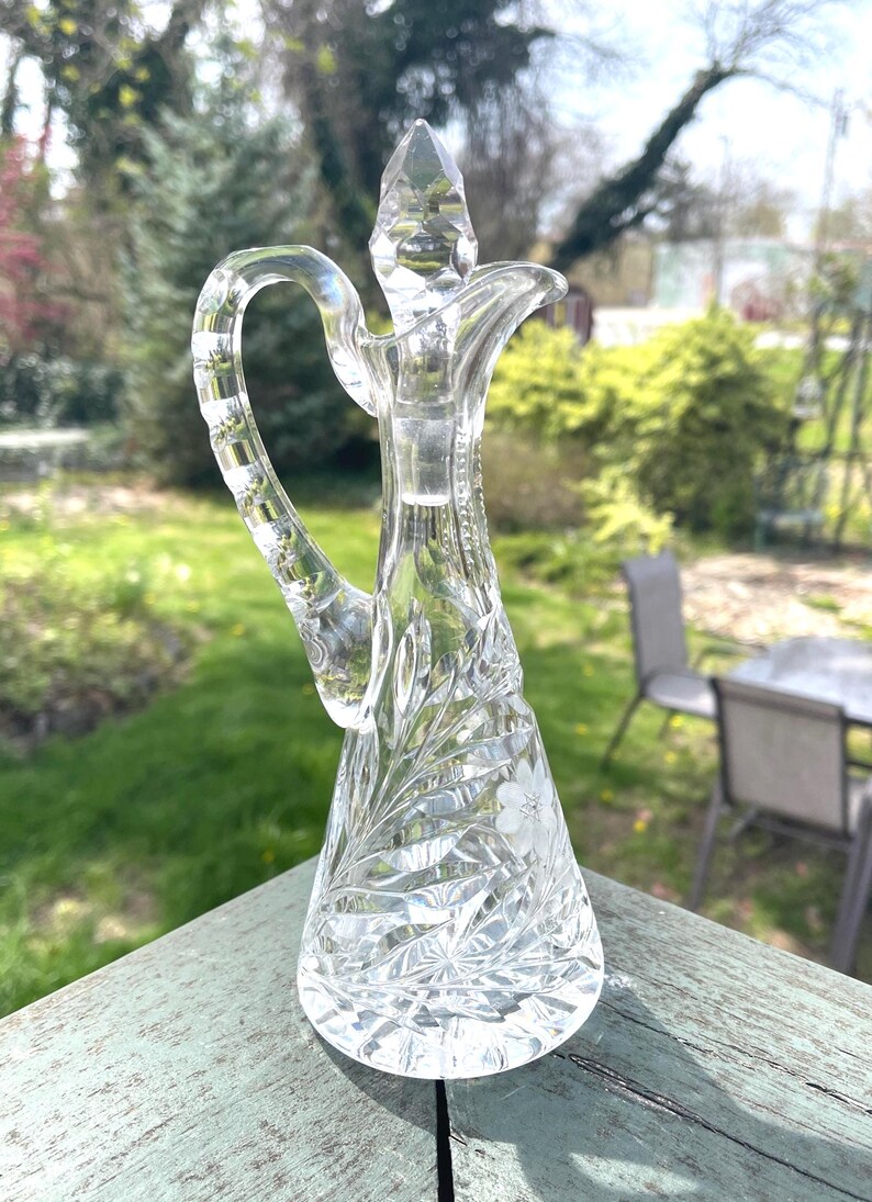 Crystal Cruet- Flower & Leaf Design - Vintage- Kitchen Ware- Mini ...