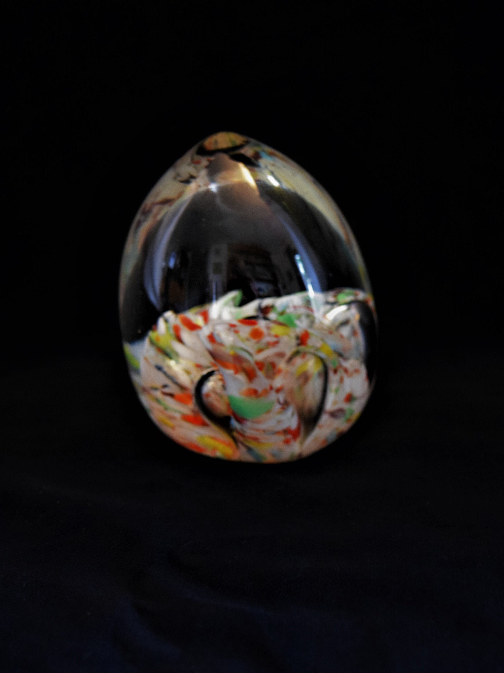 Glass Paperweight Egg Shape Art Glass Multicolored - Etsy