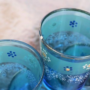 5 Aqua Blue Tumblers- Hand Painted- White Dot Turquoise Drinking ...