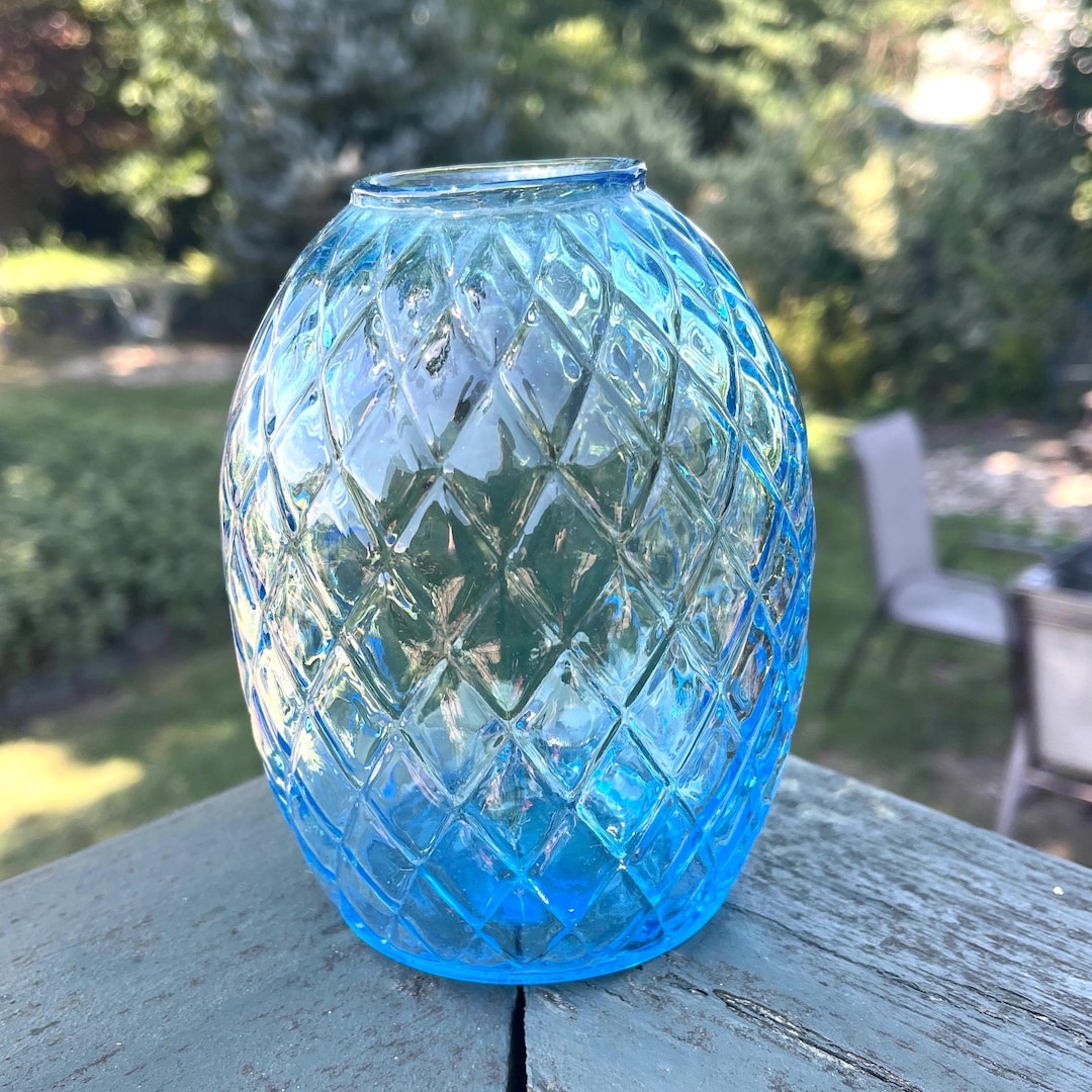 Wall Hugger Vase- Aqua Blue Glass/vintage Flat Back Container/mid ...