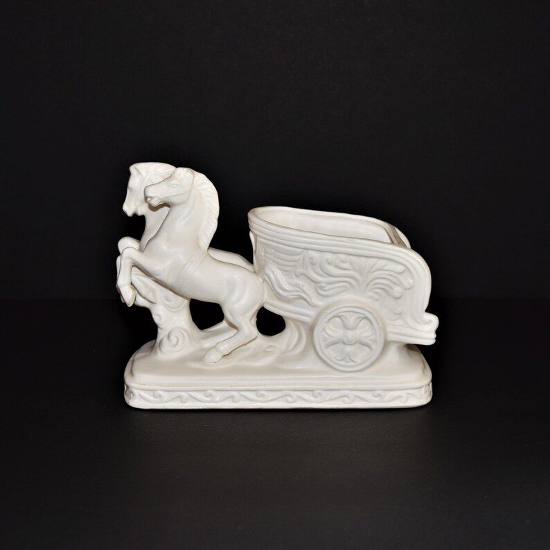 White INARCO Horse and Buggy Planter/ Made in Japan/ Ceramic - Etsy
