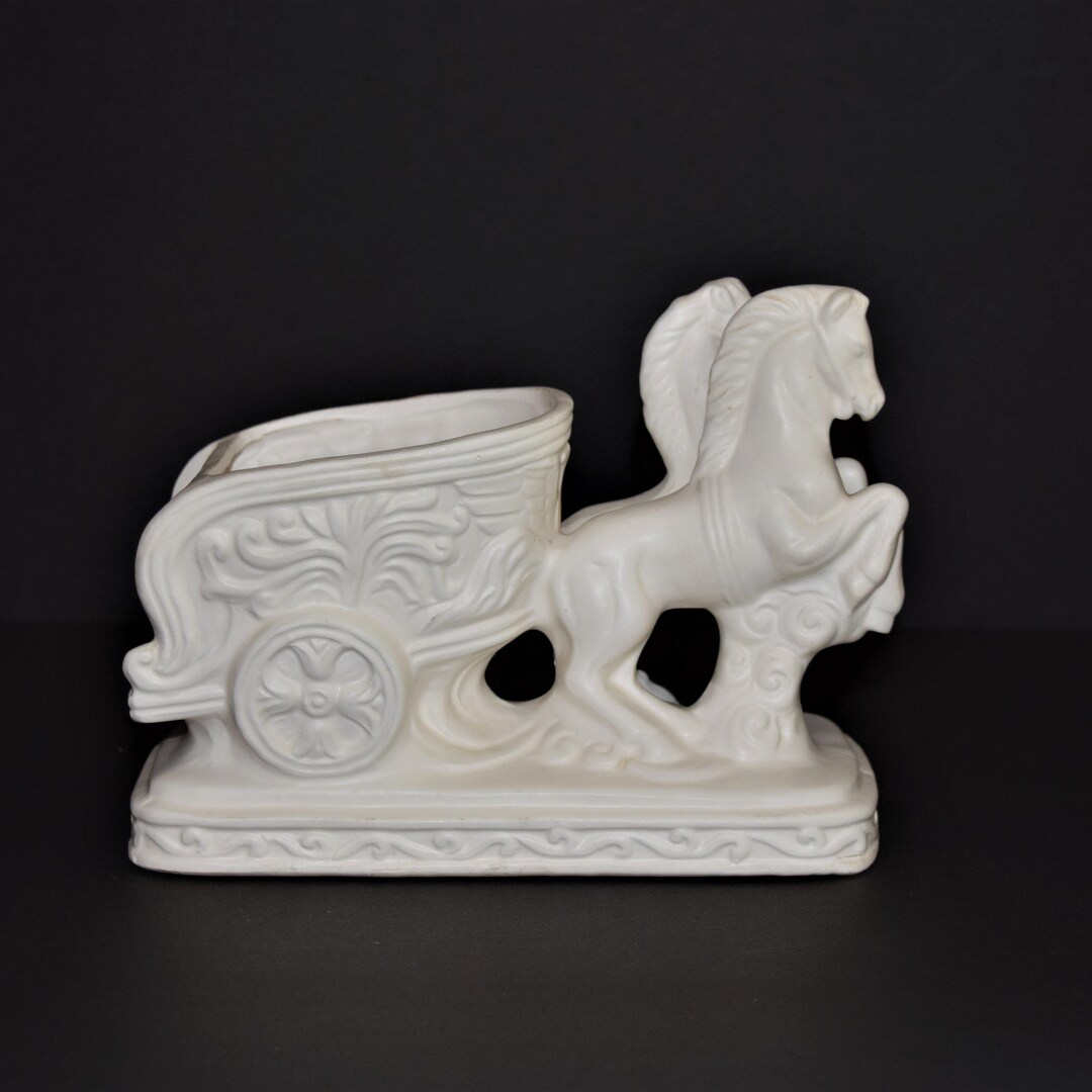 White INARCO Horse and Buggy Planter/ Made in Japan/ Ceramic Bisque - Etsy