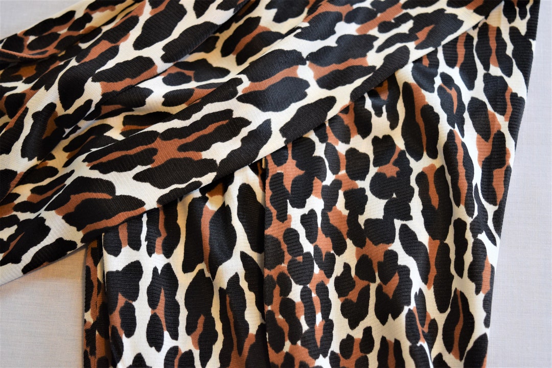 Vintage Cheetah Print Scarf With Tassels- Black, Brown, Ivory- Neckwrap ...