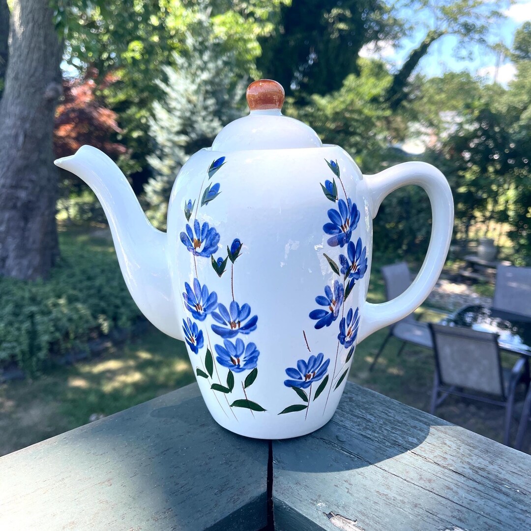 Stangl Coffee Pot- Chicory Pattern/ Blue White Teapot/ Trenton, NJ ...