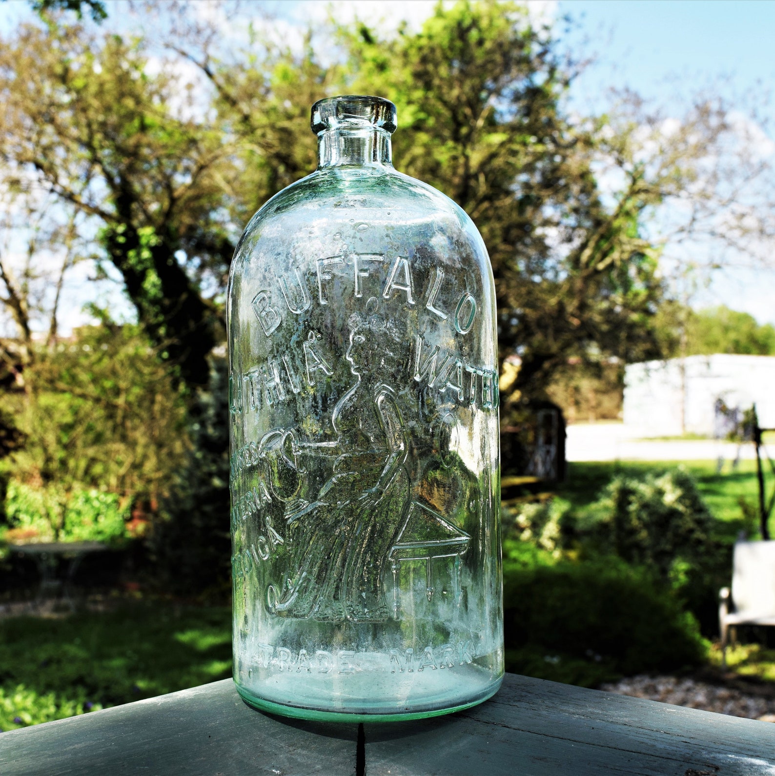 Buffalo Water Lithia Springs Aqua Glass Bottle Authentic - Etsy
