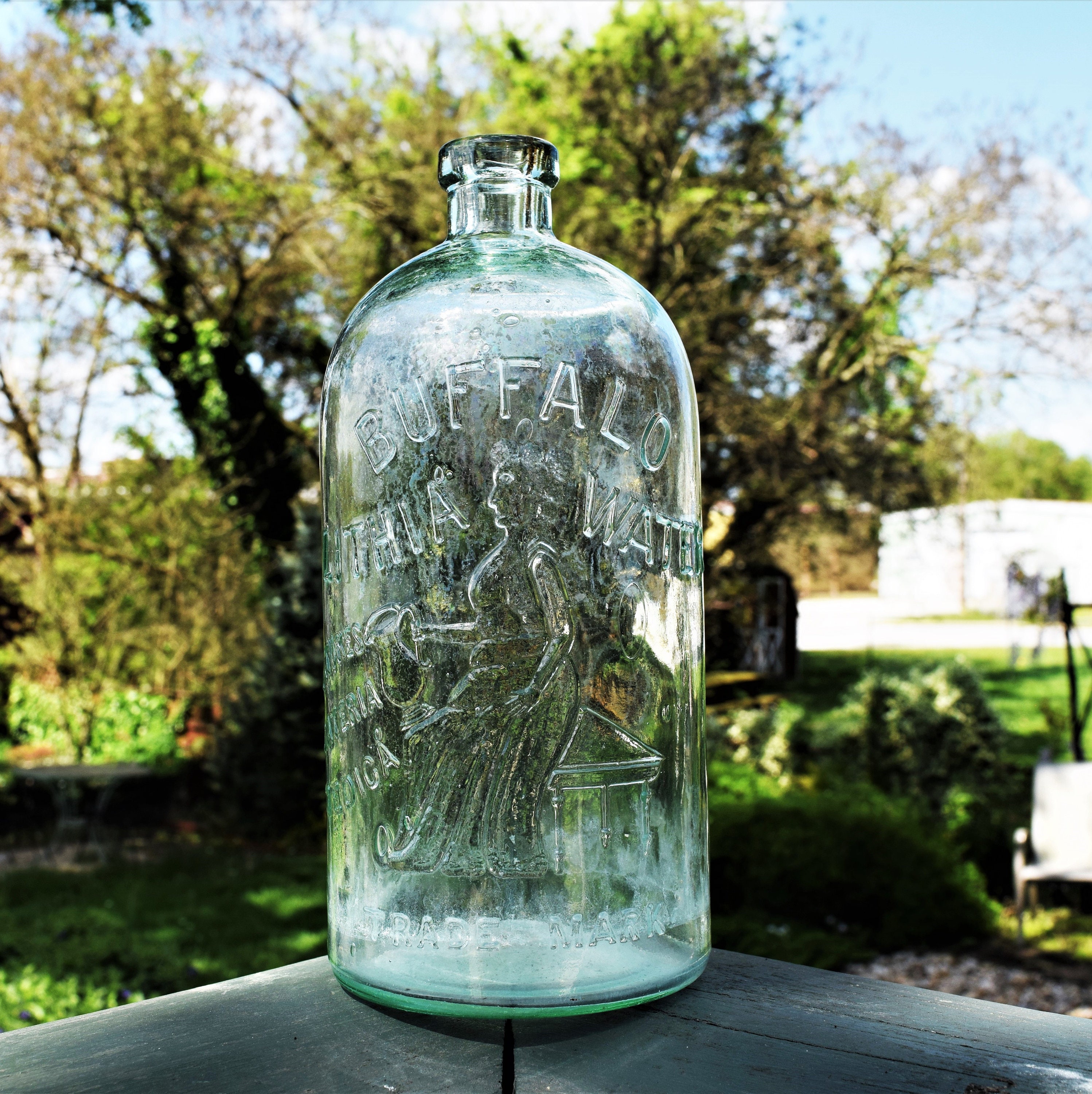 Buffalo Water Lithia Springs Aqua Glass Bottle Authentic - Etsy