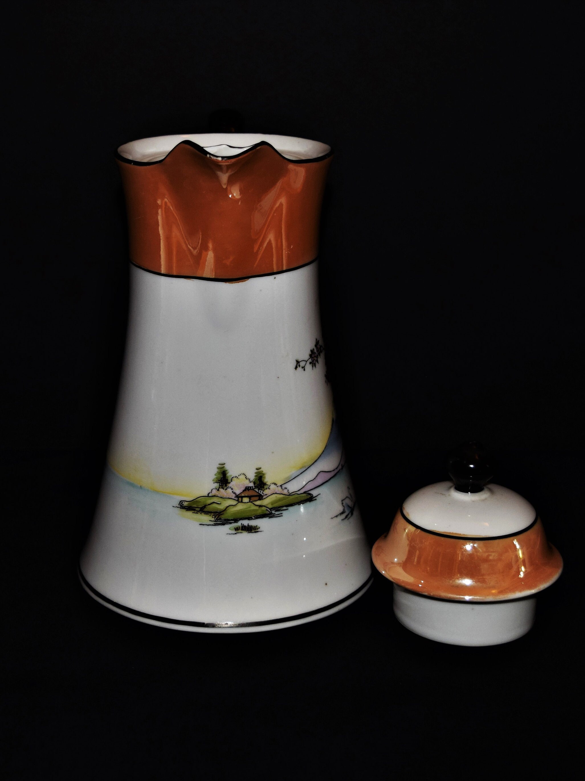 Noritake Scenic Chocolate-tea-coffee Pot With 4 Cups/saucers - Etsy