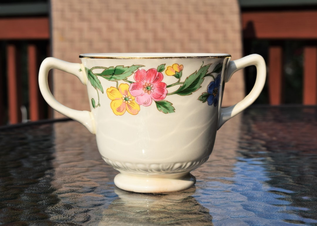 Homer Laughlin Sugar ( No Lid) USA- G49N6- Double Handled Floral ...