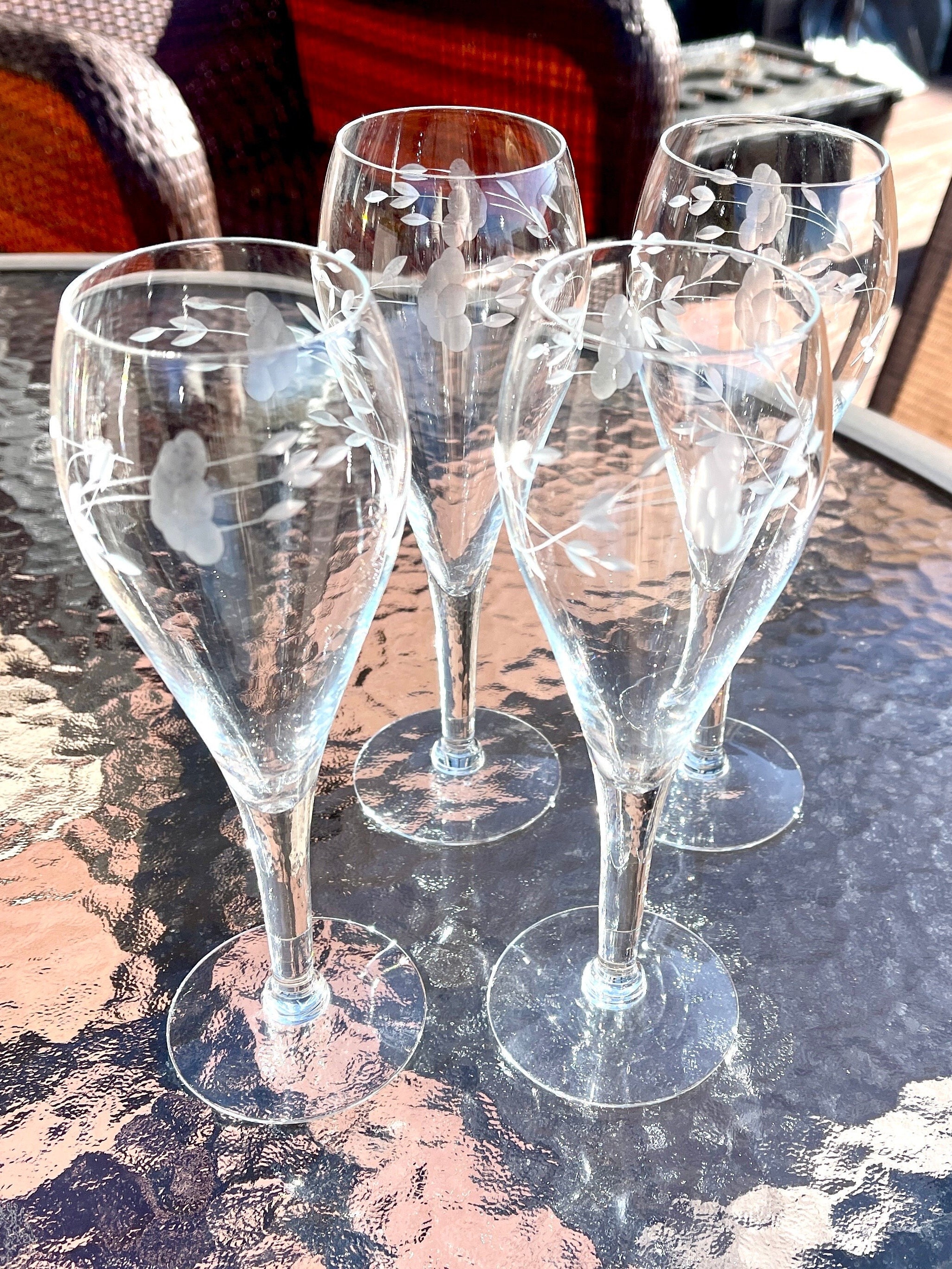 Princess House Champagne Flutes Heritage Pattern Tulip Shape - Etsy