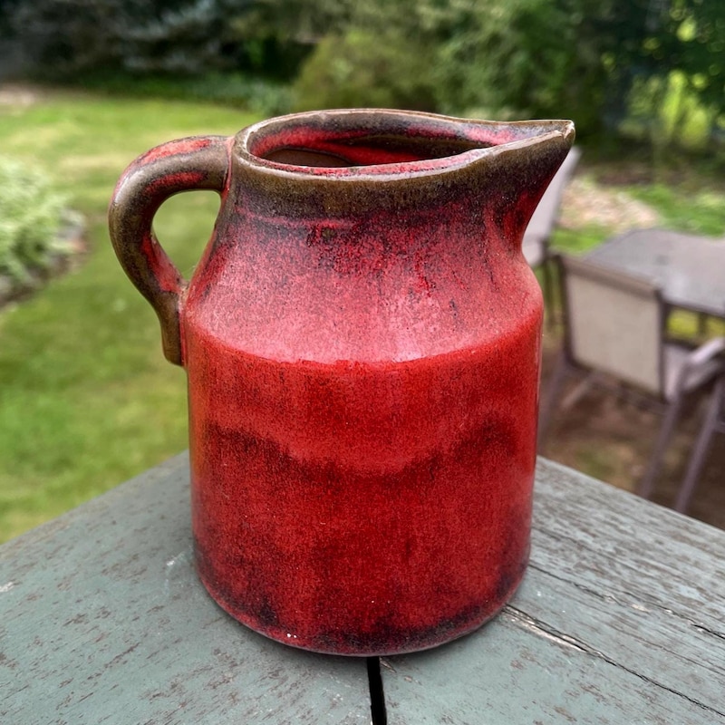 Red Ceramic Pitcher - Etsy