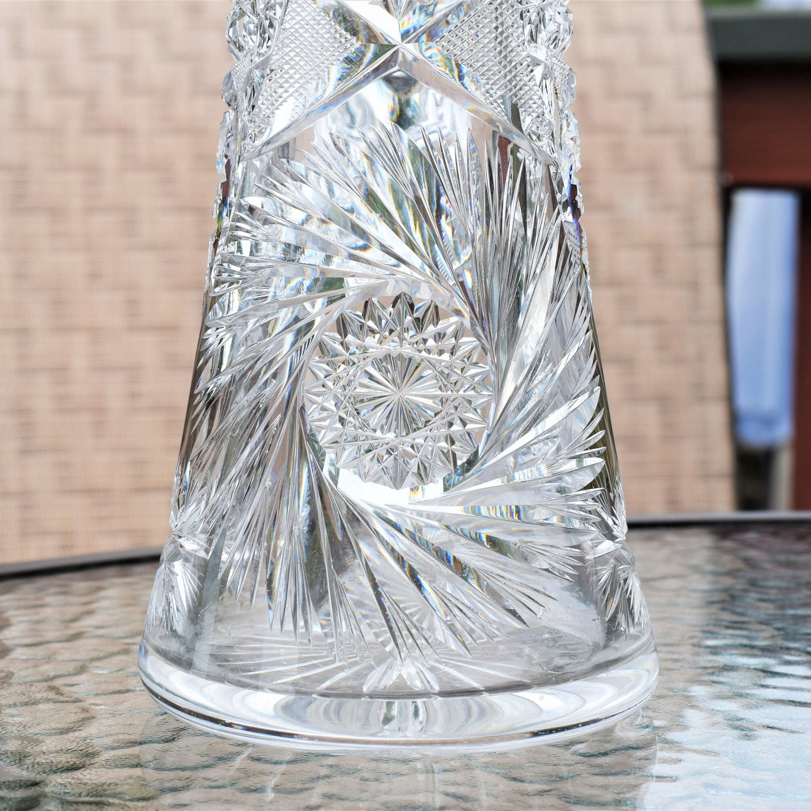 Cut Crystal Pitcher/ Starburst Cut Glass Dining Ware Vintage - Etsy