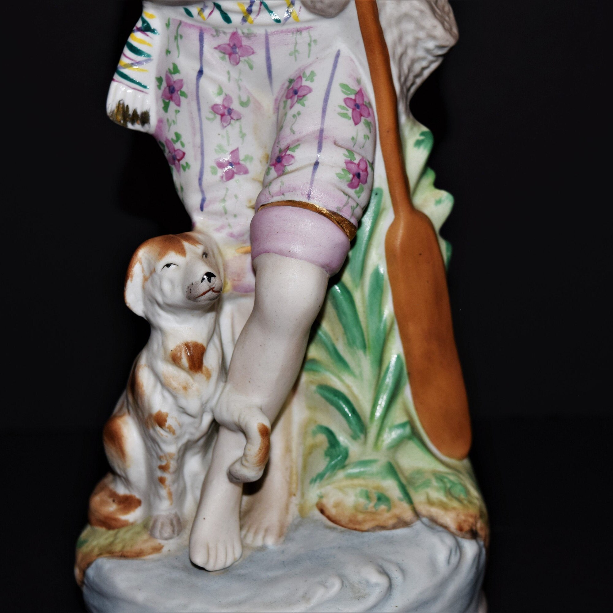 Victorian Bisque Lady With Dog Figurine-hand Painted Water | Etsy