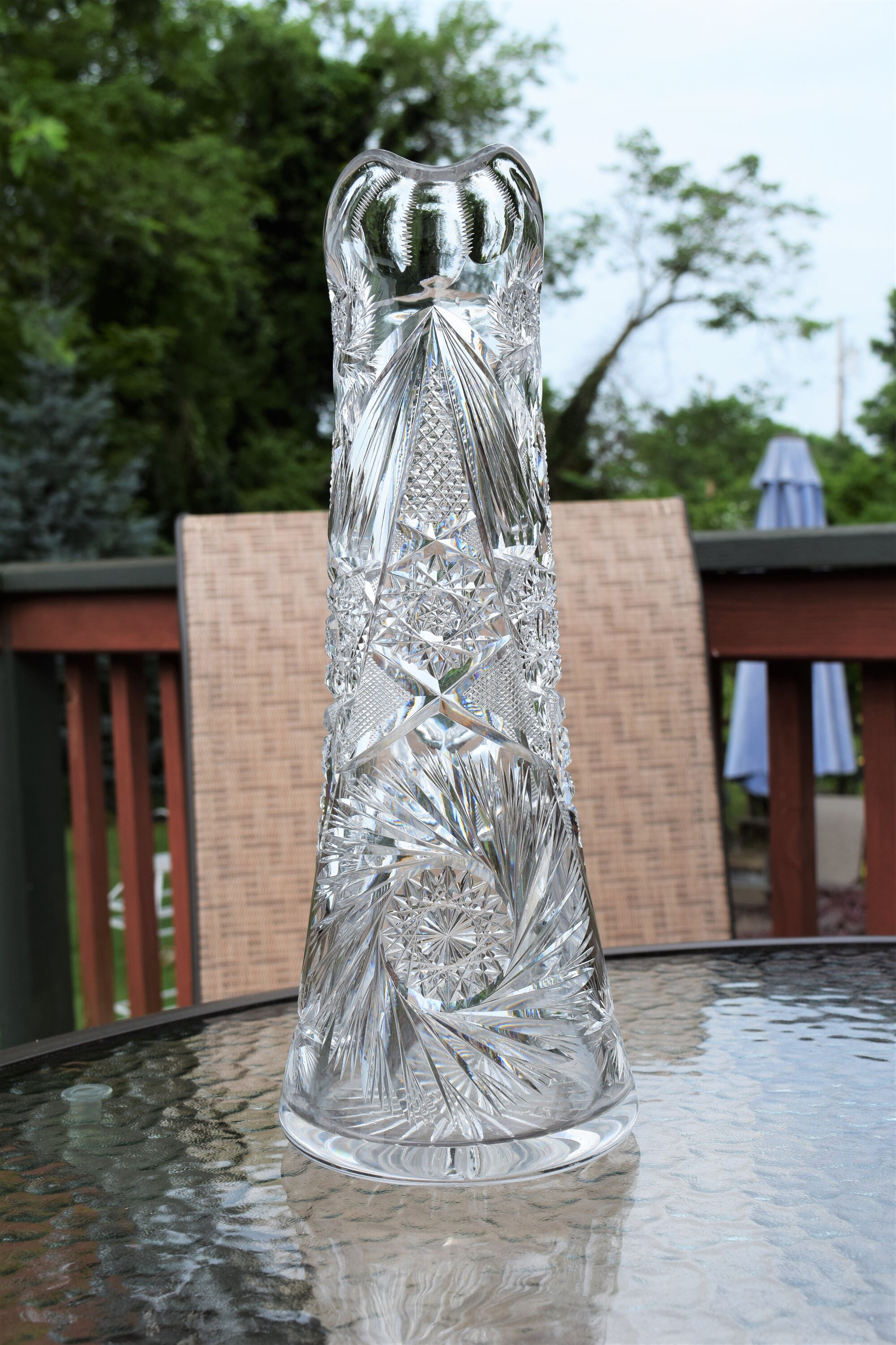 Cut Crystal Pitcher/ Starburst Cut Glass Dining Ware Vintage - Etsy