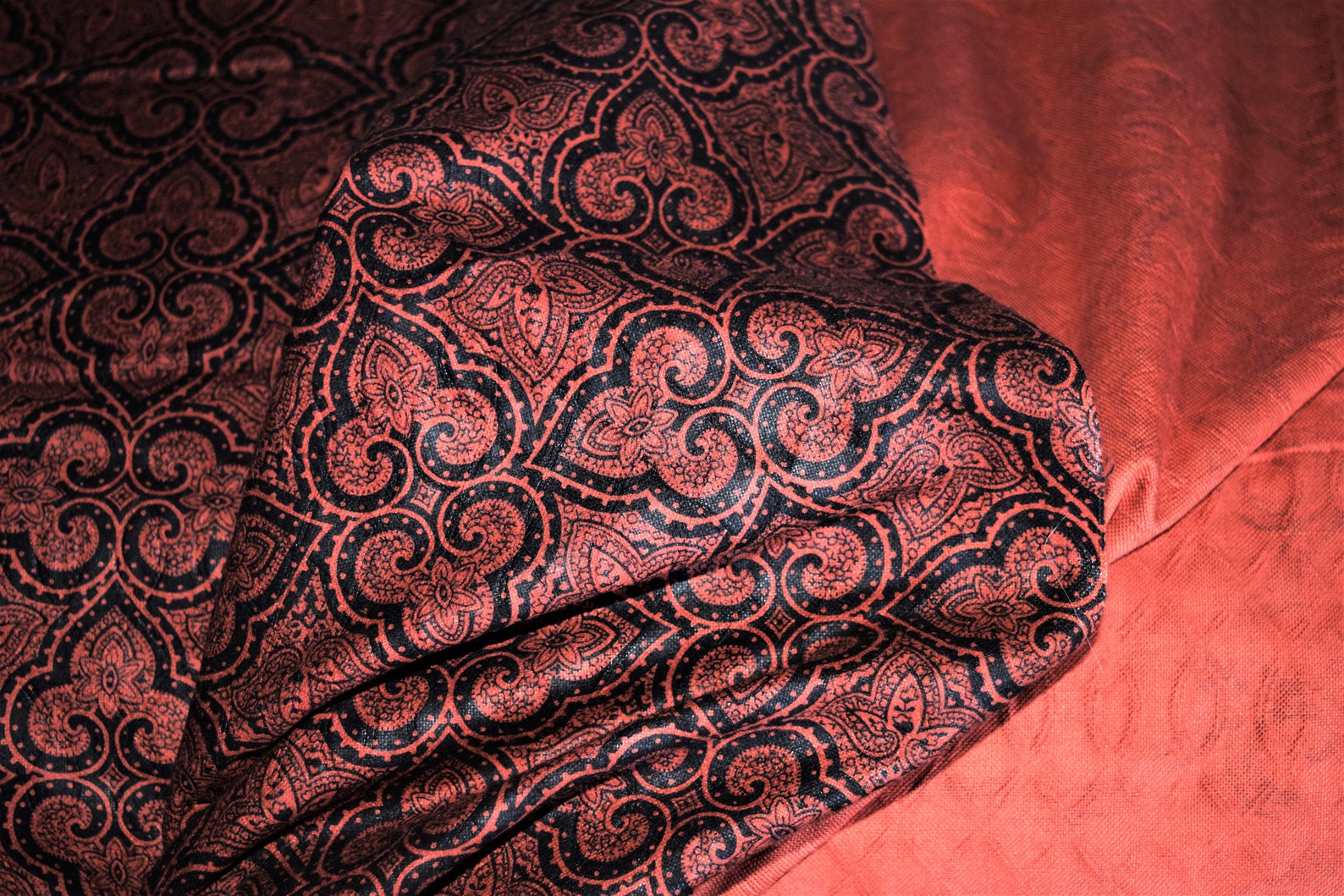 Black and Rust Curve and Point Design Fabric Thick Regal - Etsy