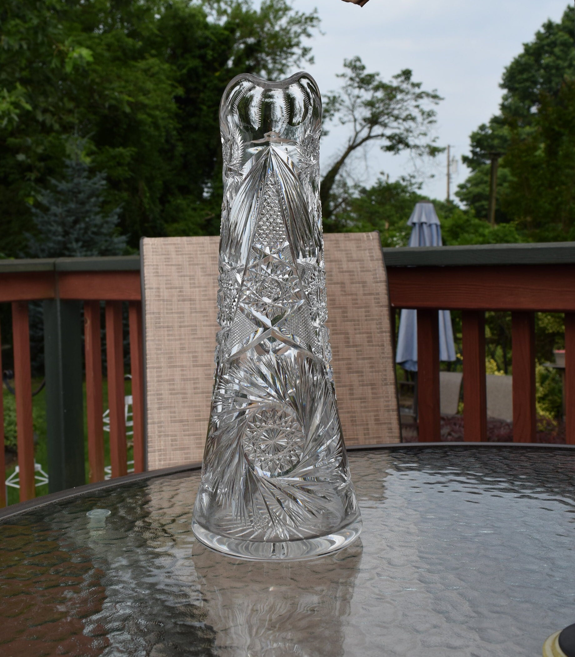 Cut Crystal Pitcher/ Starburst Cut Glass Dining Ware Vintage - Etsy