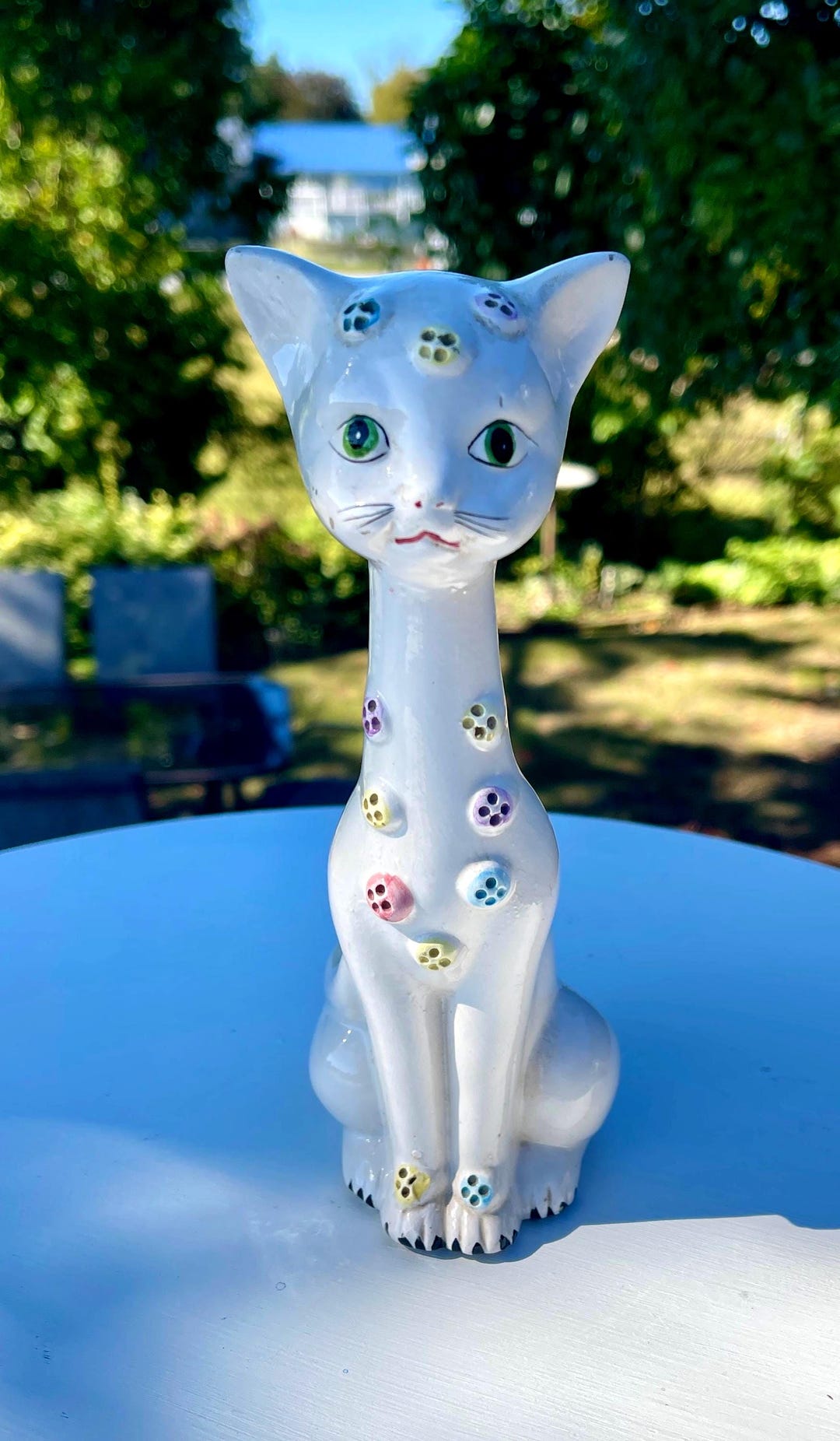 Vintage 7" Long Neck White Cat: Mid Century Modern Ceramic Cat Art ...