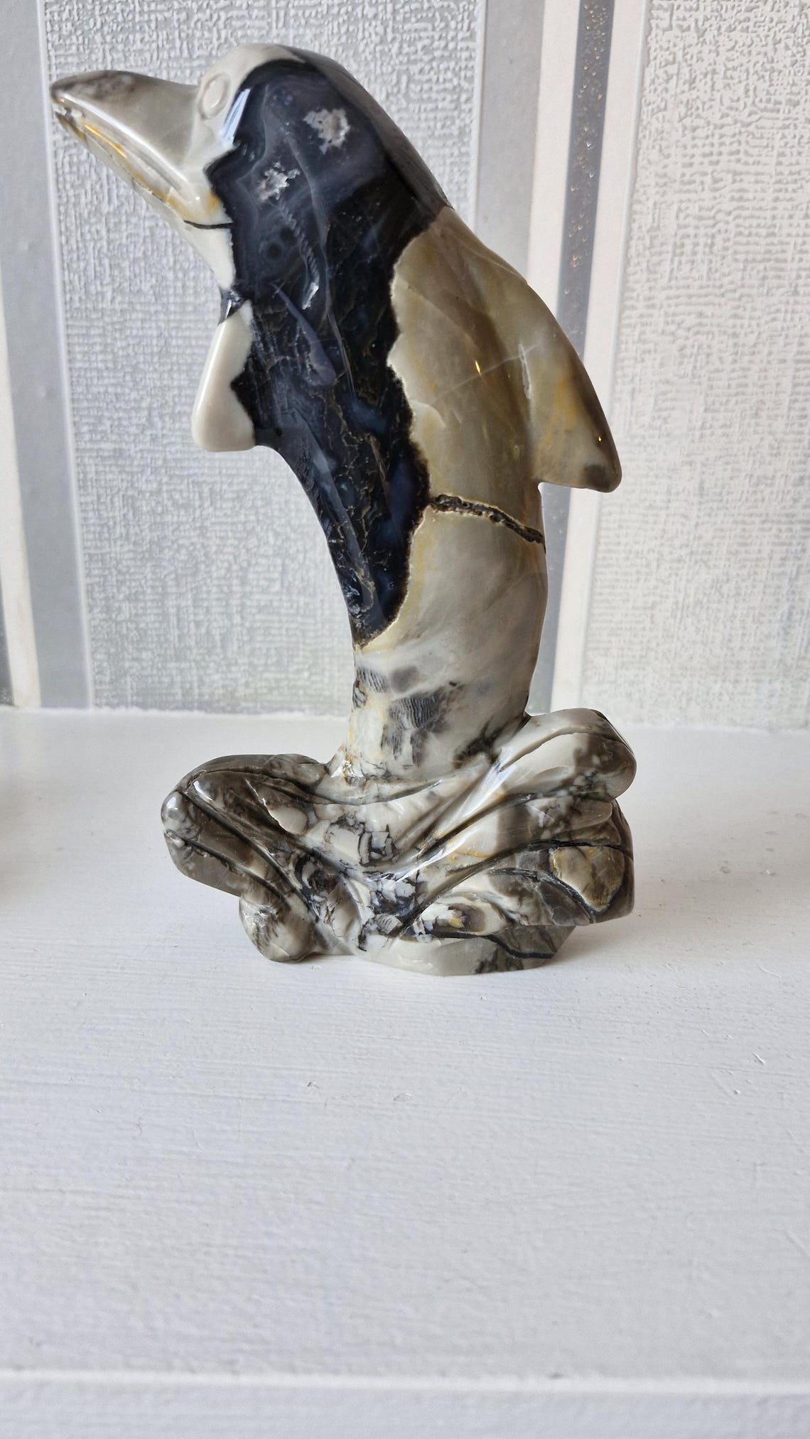 Volcano Agate Dolphin Carving: 8-inch Gemstone Sculpture - Etsy