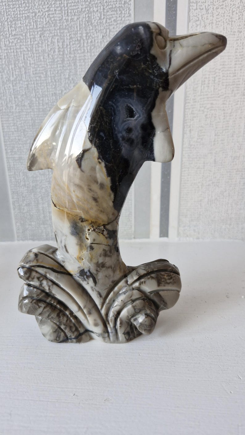 Volcano Agate Dolphin Carving: 8-inch Gemstone Sculpture - Etsy