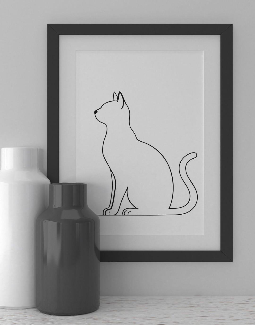 Minimalist Cat Line Art Print, Modern Pet Decor (digital Download) - Etsy