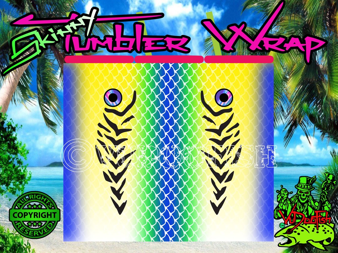 20oz Skinny Fish Scales Fishing Lure Tumbler Wrap Digital - Etsy