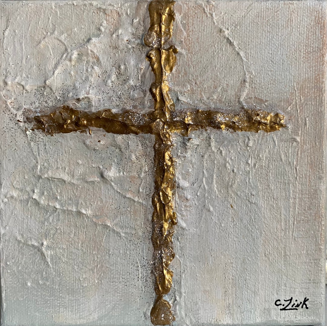 Small Cross Painting, Cross Painting, Original Cross Painting, Textured ...