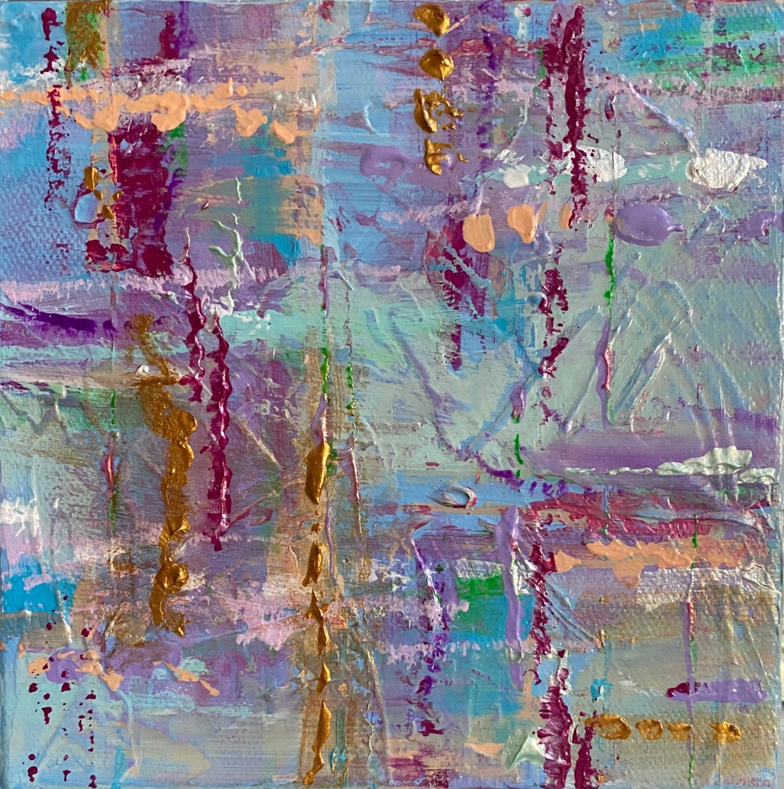 Small Abstract Painting on Canvas, Small Abstract Painting, Colorful ...