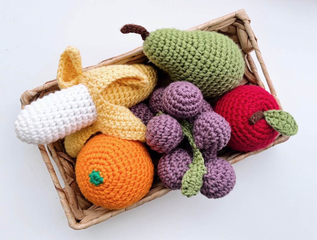 Crochet Play Food Fruit Sets With Cotton Market Bag - Etsy