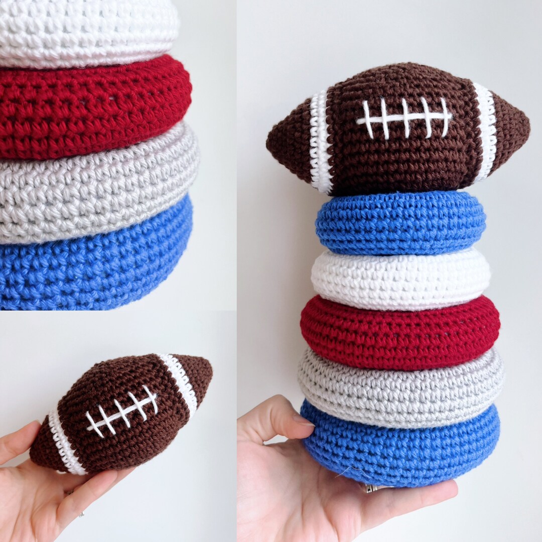 Customizable Football Crochet Stacking Ring Toy - Etsy