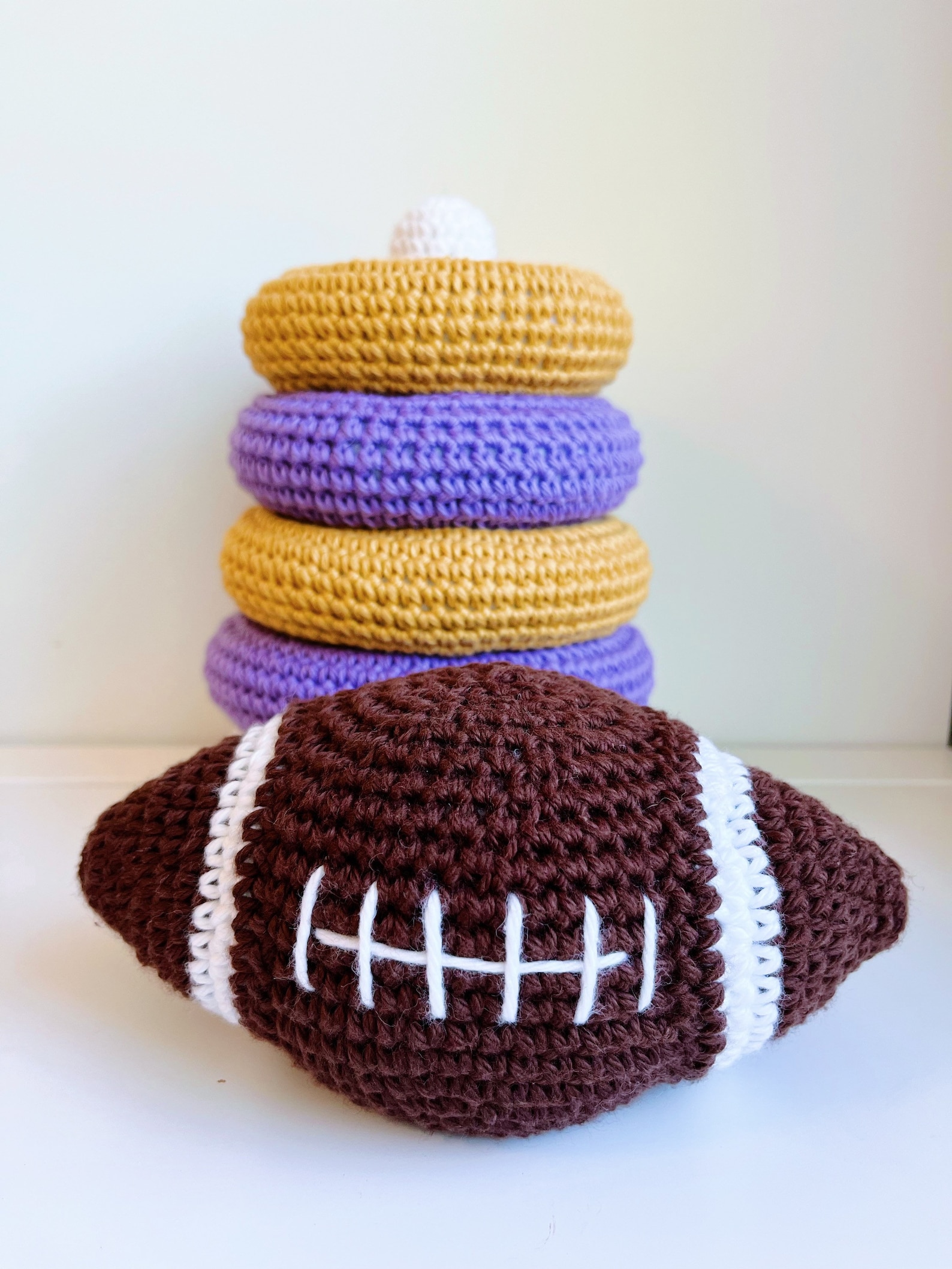 Customizable Football Crochet Stacking Ring Toy - Etsy
