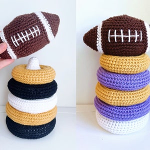 Customizable Football Crochet Stacking Ring Toy - Etsy