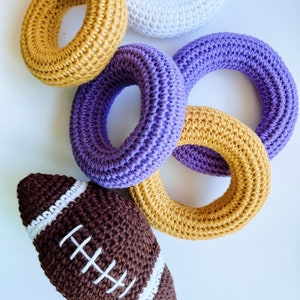 Customizable Football Crochet Stacking Ring Toy - Etsy