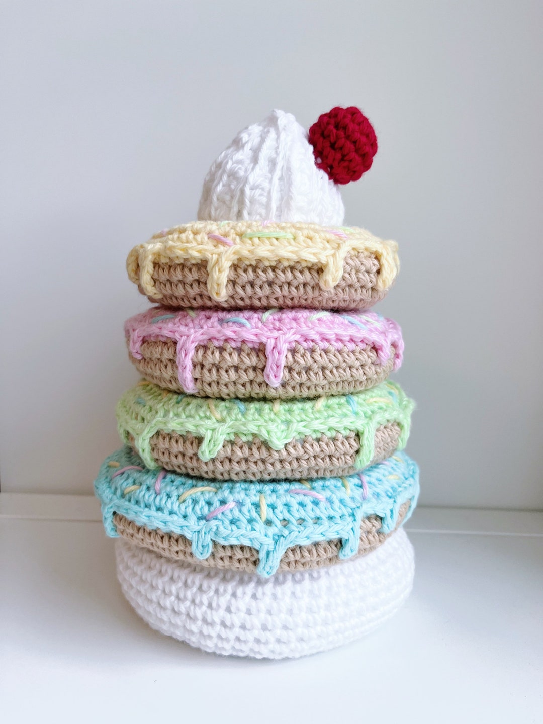 Pastel Donut Crochet Stacking Ring Toy - Etsy