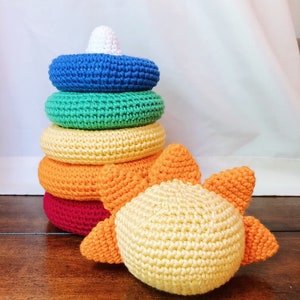Sunshine and Rainbow Stacking Rings Crochet Baby Toy - Etsy