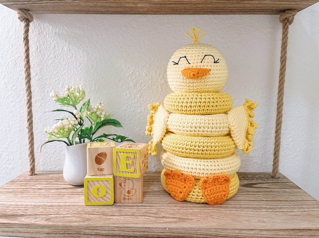 Yellow Duck Crochet Stacking Rings Toy - Etsy