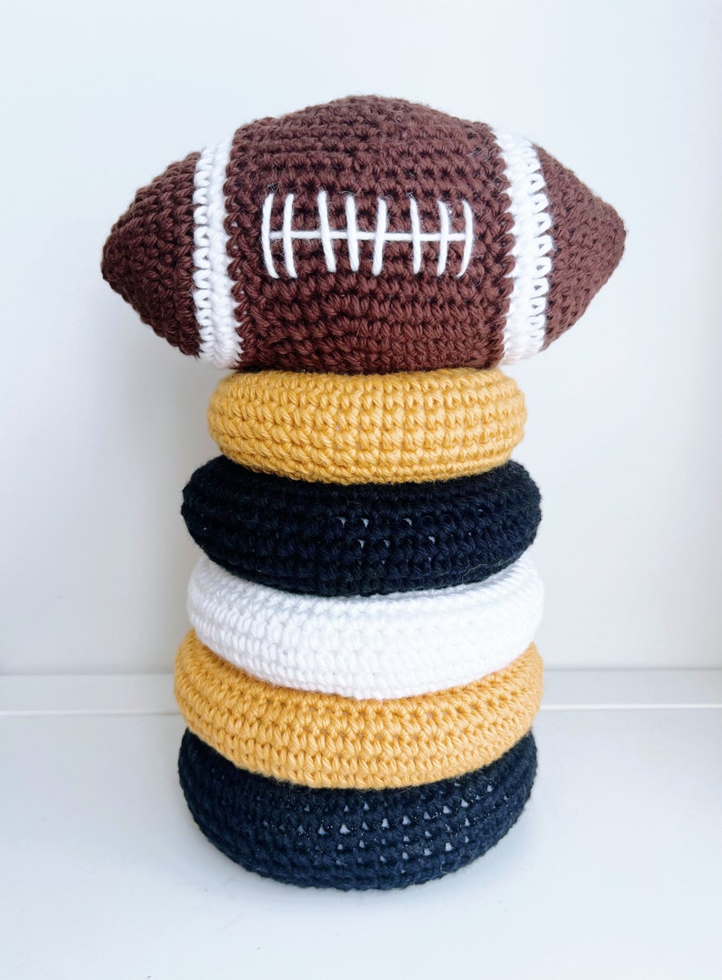 Customizable Football Crochet Stacking Ring Toy - Etsy
