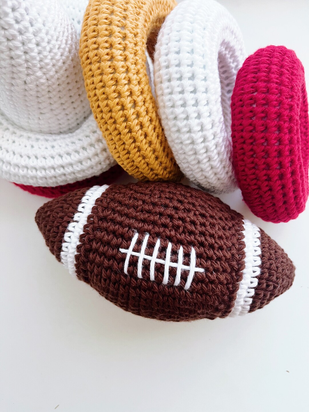 Customizable Football Crochet Stacking Ring Toy - Etsy