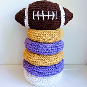 Customizable Football Crochet Stacking Ring Toy - Etsy